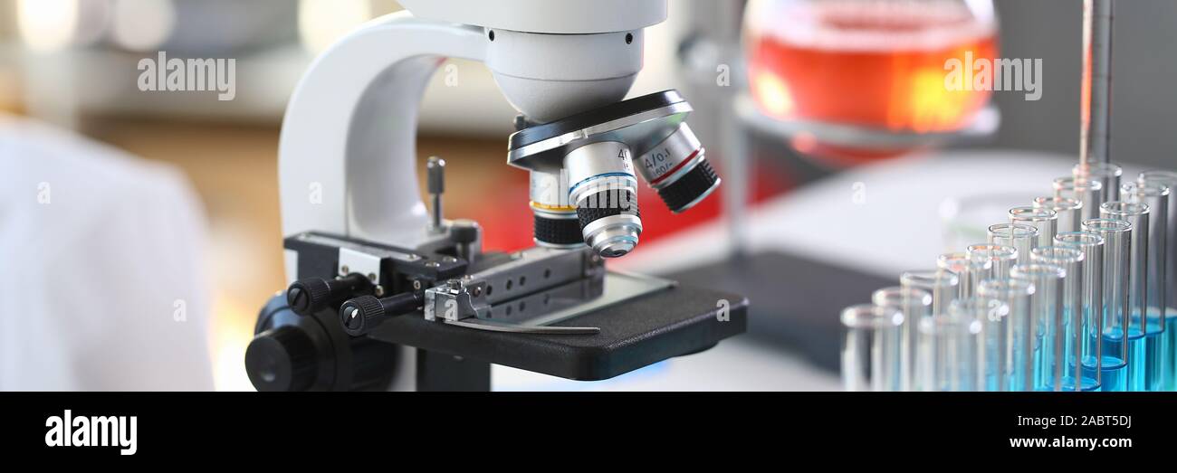 Head microscope on the background laboratory Stock Photo - Alamy