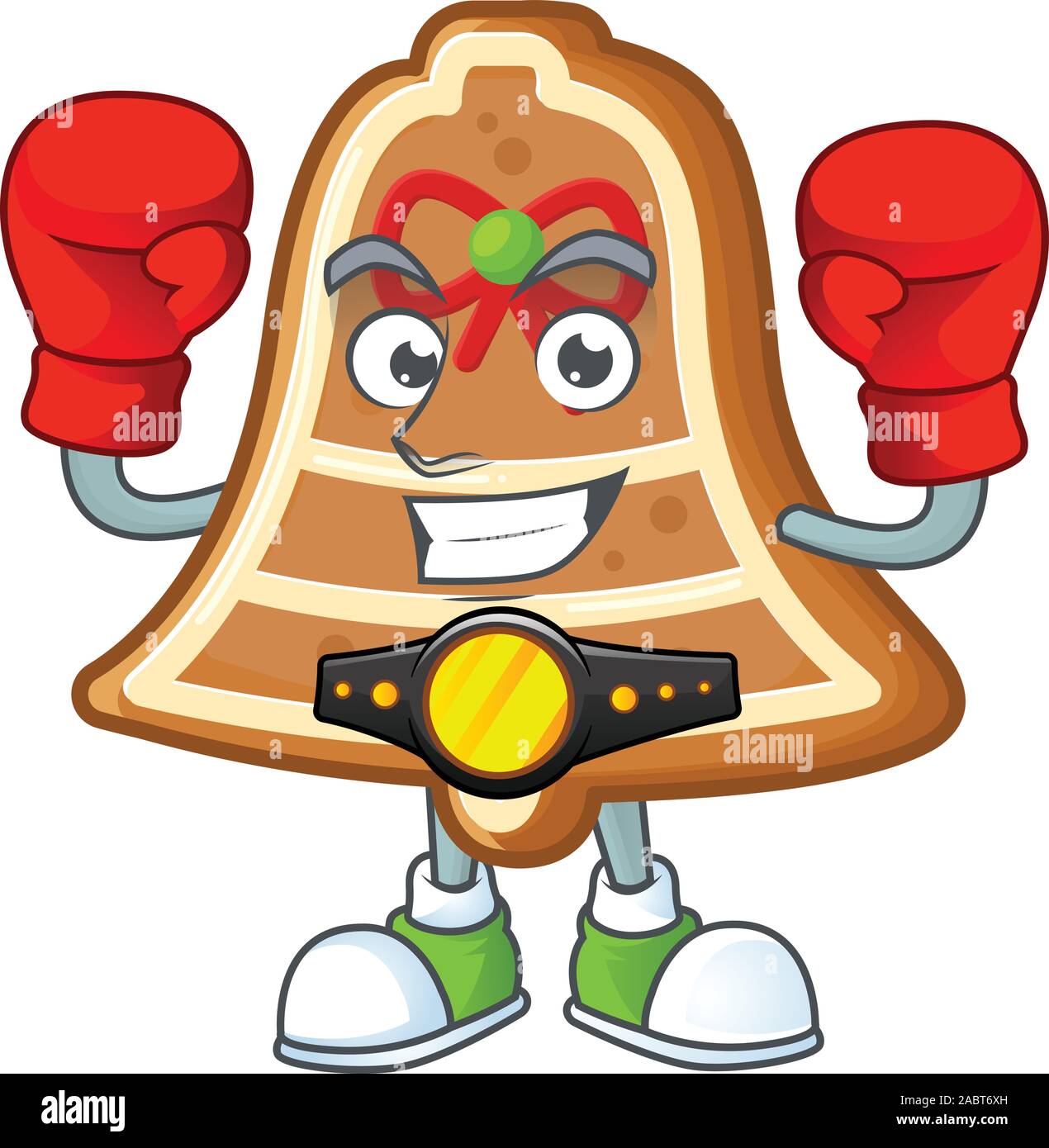 Funny Boxing bell cookies cartoon character style Stock Vector Image ...