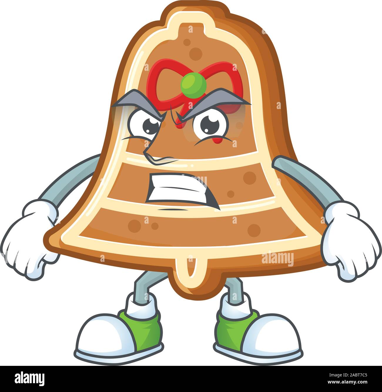 Bell cookies cartoon character style with angry face Stock Vector Image ...