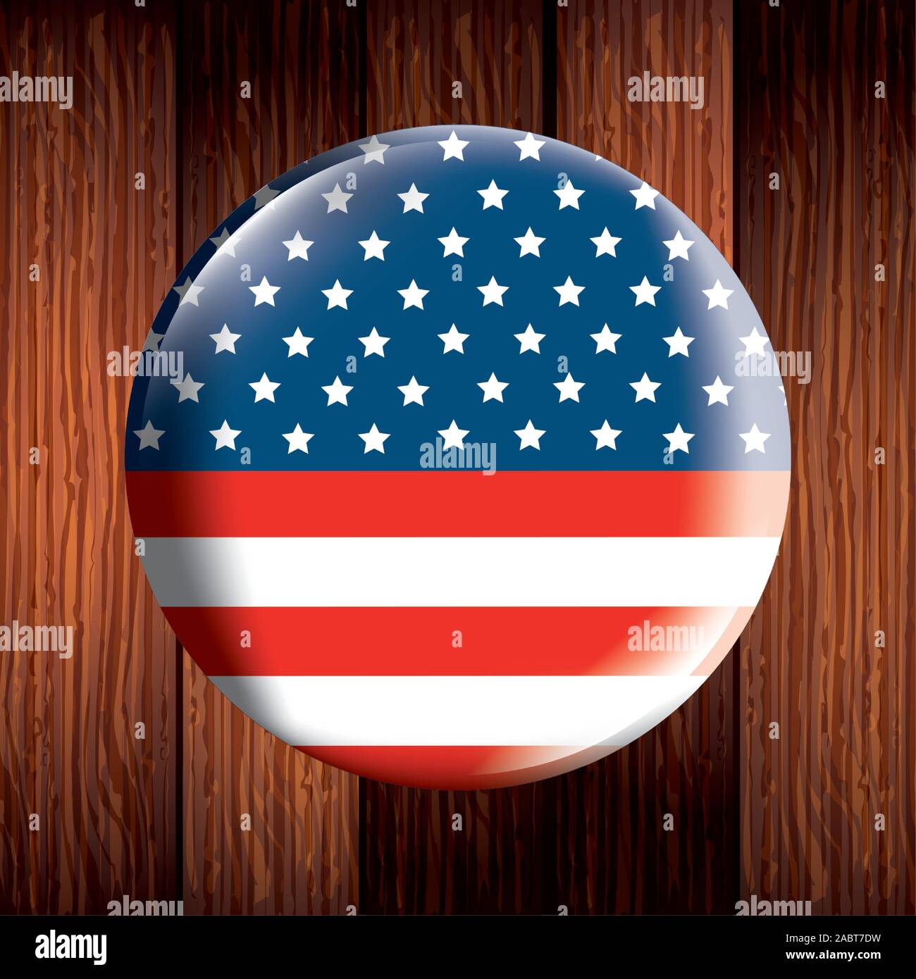 united states flag in frame circular with wooden background Stock ...