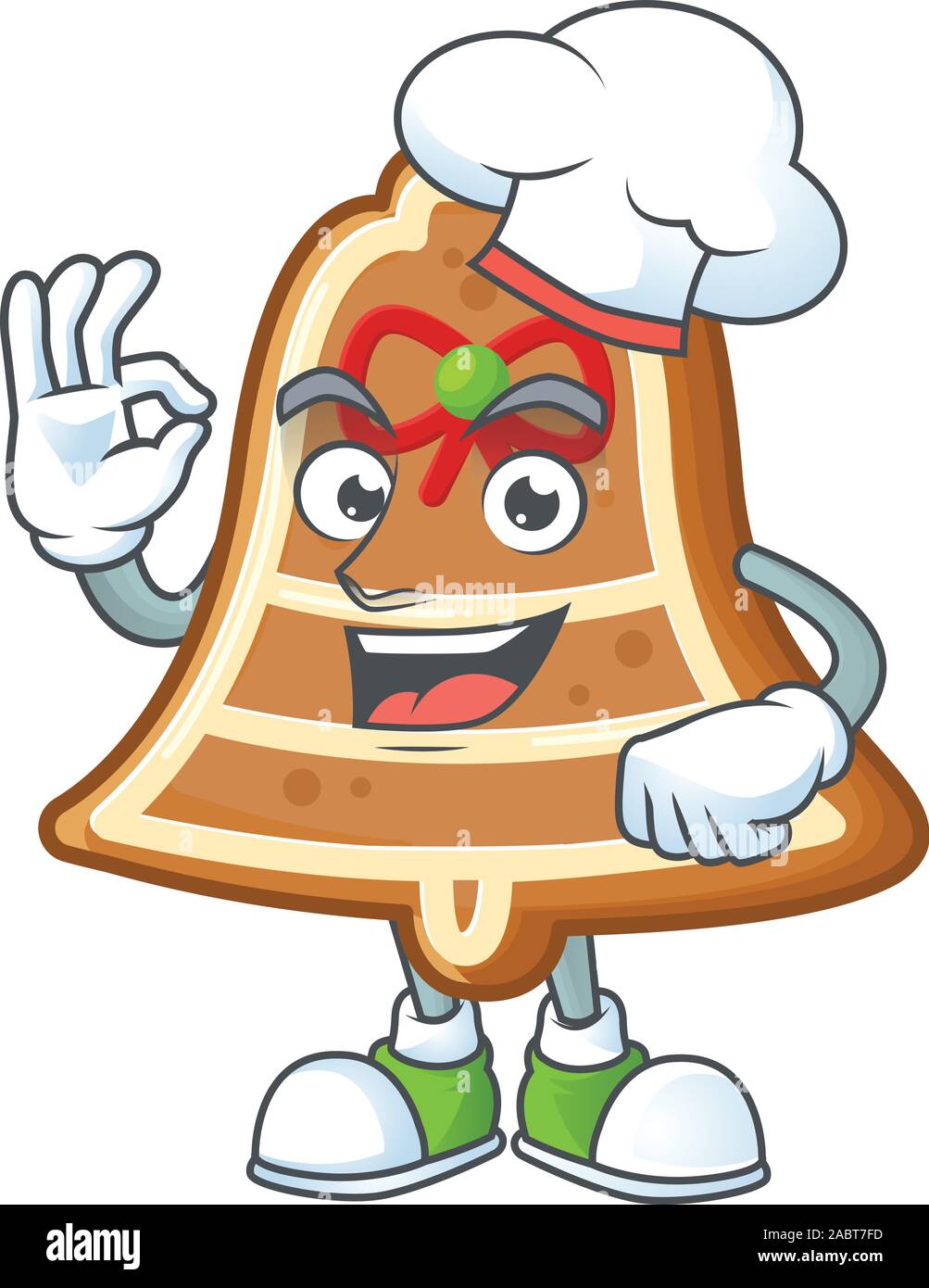 Happy Chef bell cookies cartoon character with white hat Stock Vector ...