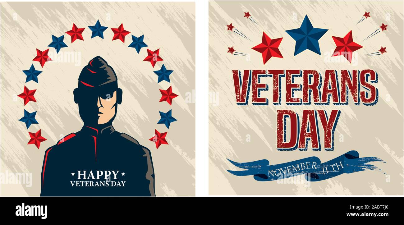 happy veterans day celebration with military and stars Stock Vector ...