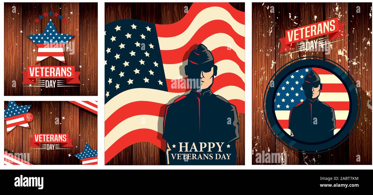 set of poster veterans day with decoration Stock Vector Image & Art - Alamy
