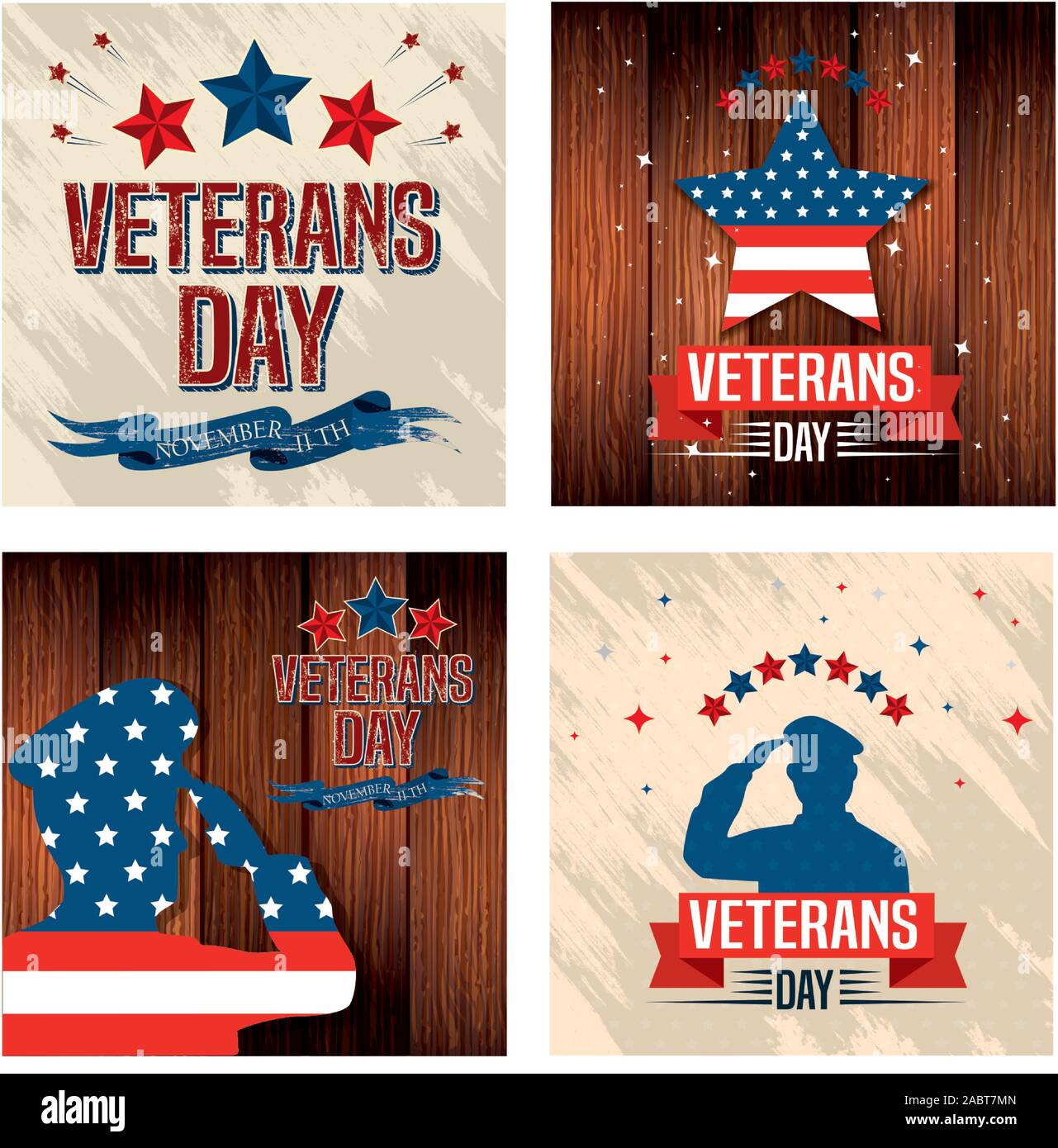 set of poster veterans day with decoration Stock Vector Image & Art - Alamy