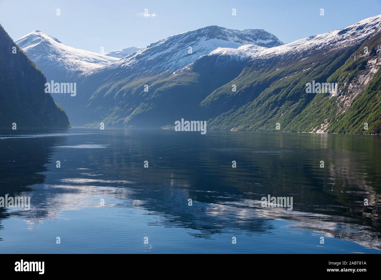 nature sceneries inside Geiranger fjord during a spring day Stock Photo ...