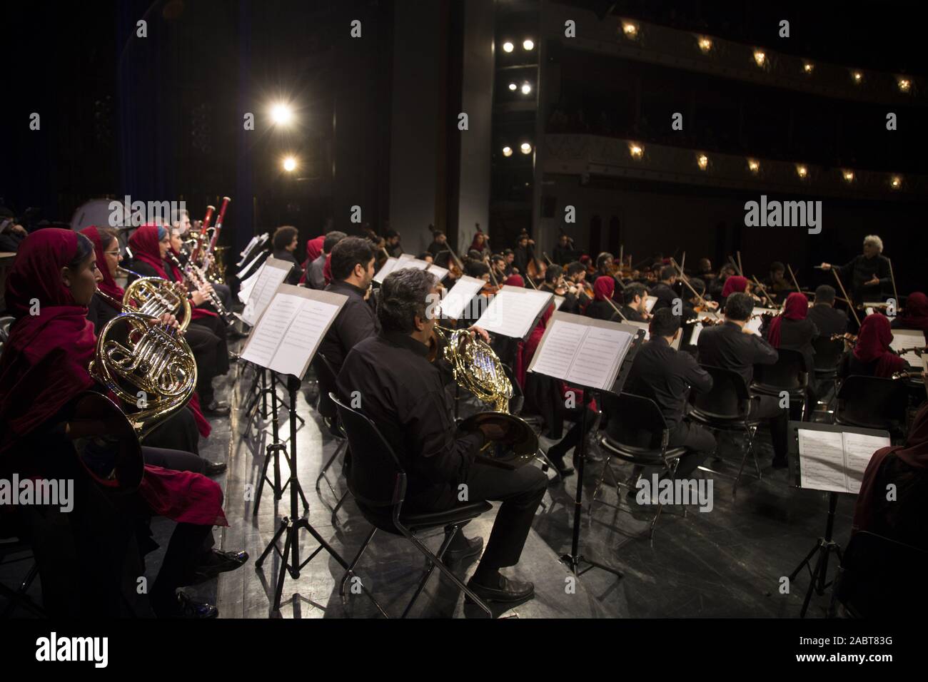 Tehran, Iran. 28th Nov, 2019. Members of the Tehran Symphony Orchestra ...
