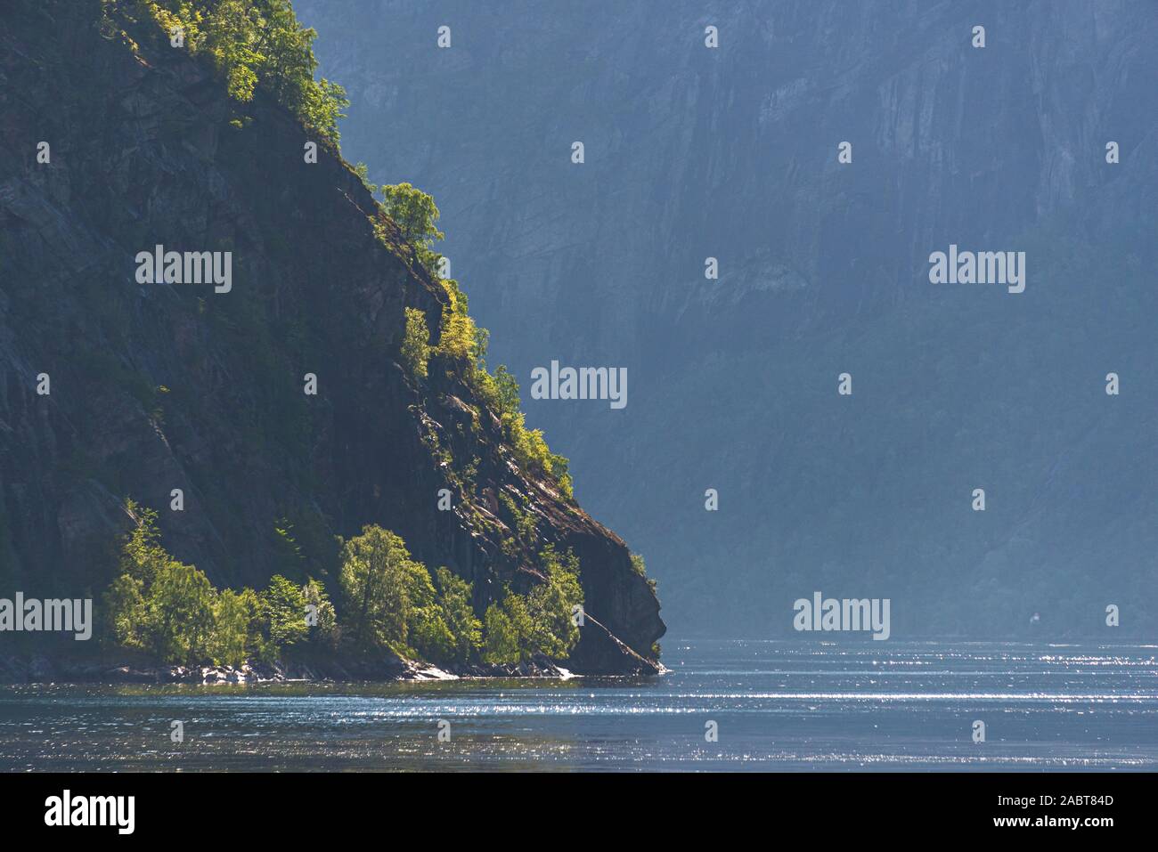 nature sceneries inside Geiranger fjord during a spring day Stock Photo ...