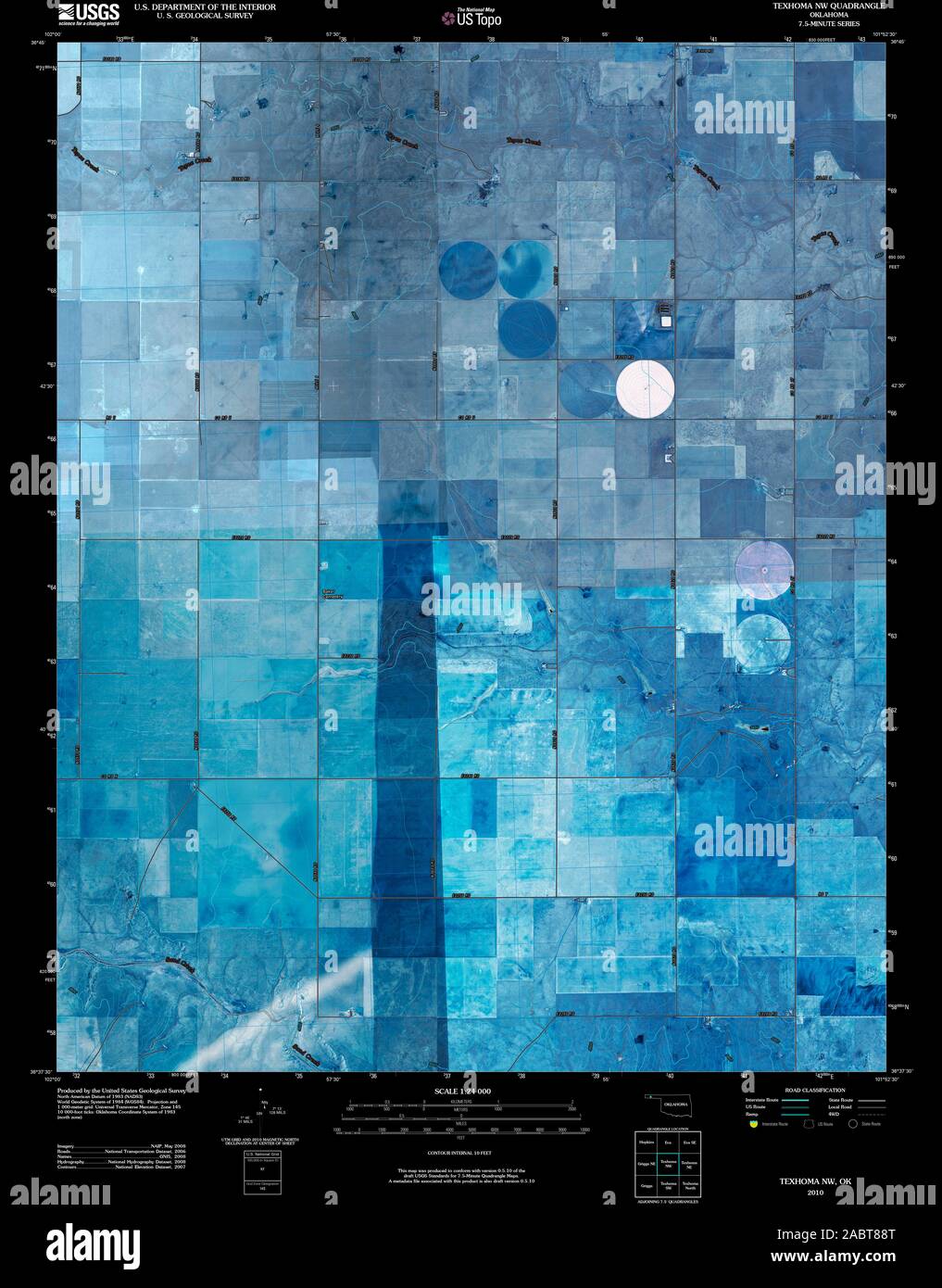 USGS TOPO Map Oklahoma OK Texhoma NW 20100114 TM Inverted Restoration ...