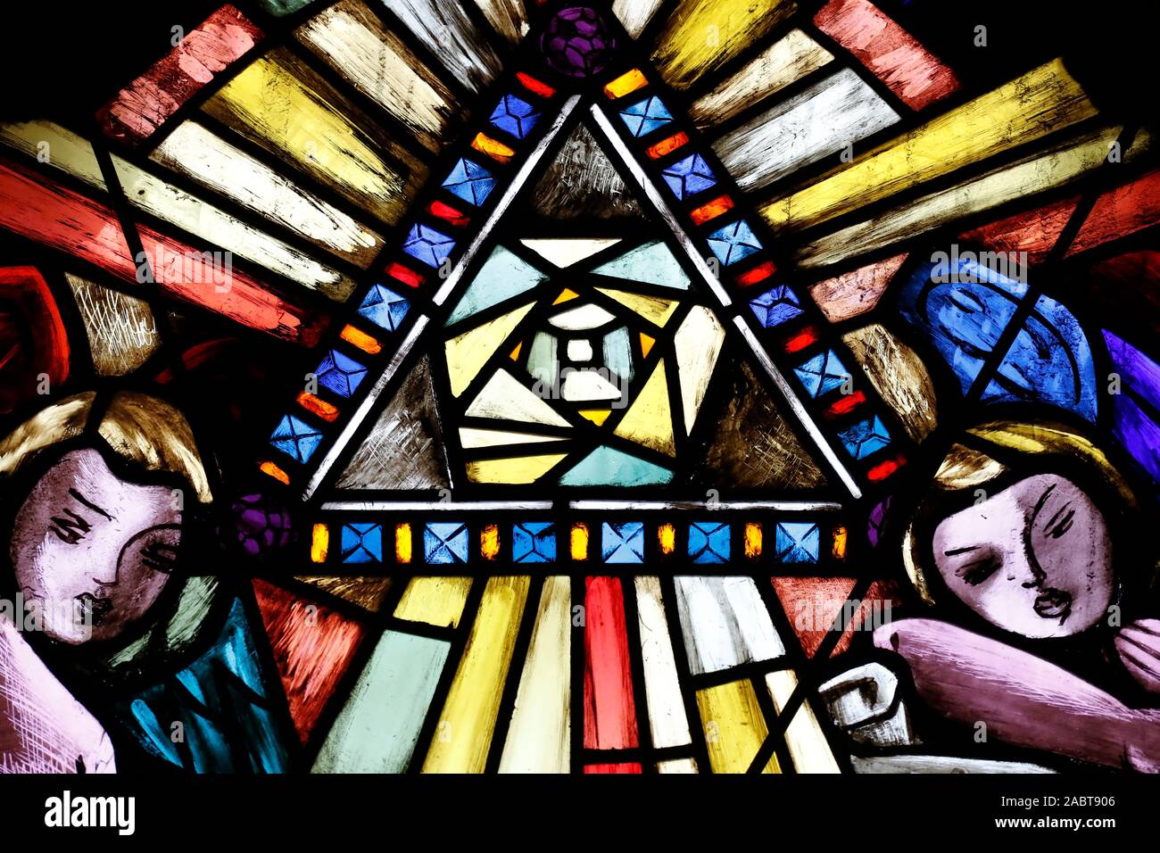 Saint Joseph church. The eye of God. Stained glass window. Geneva ...