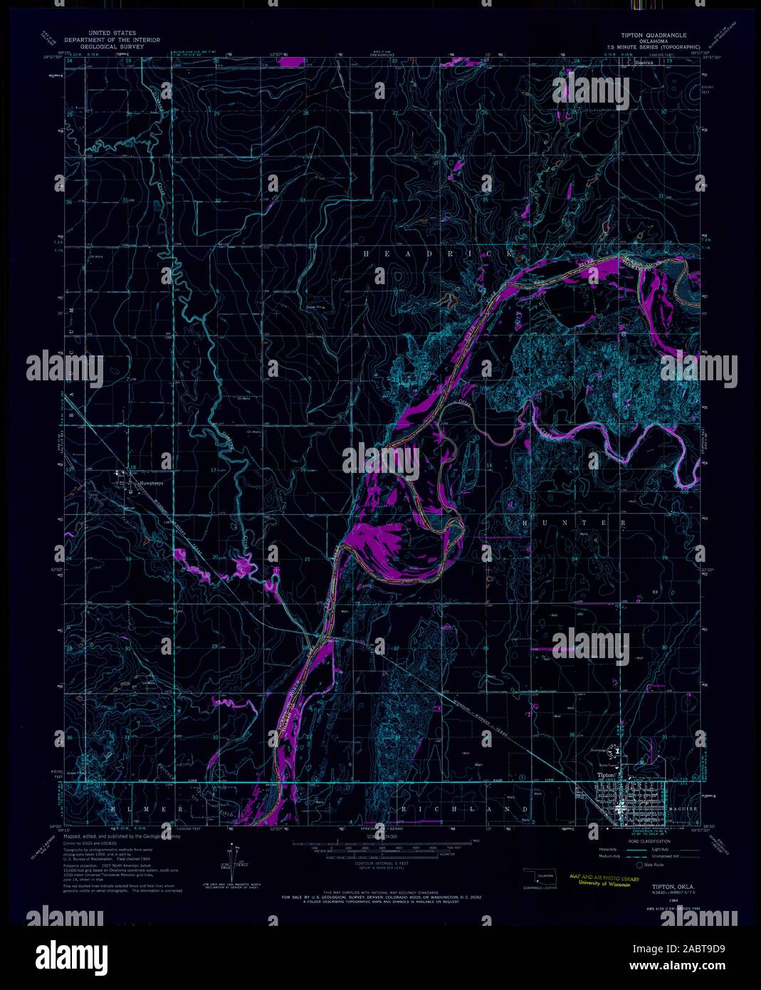 USGS TOPO Map Oklahoma OK Tipton 706944 1964 24000 Inverted Restoration ...