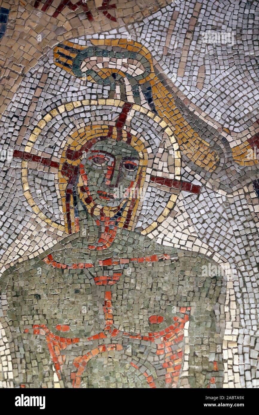 Saint Martin church. The Baptism of Jesus Christ by John the Baptist. Mosaics. France Stock ...