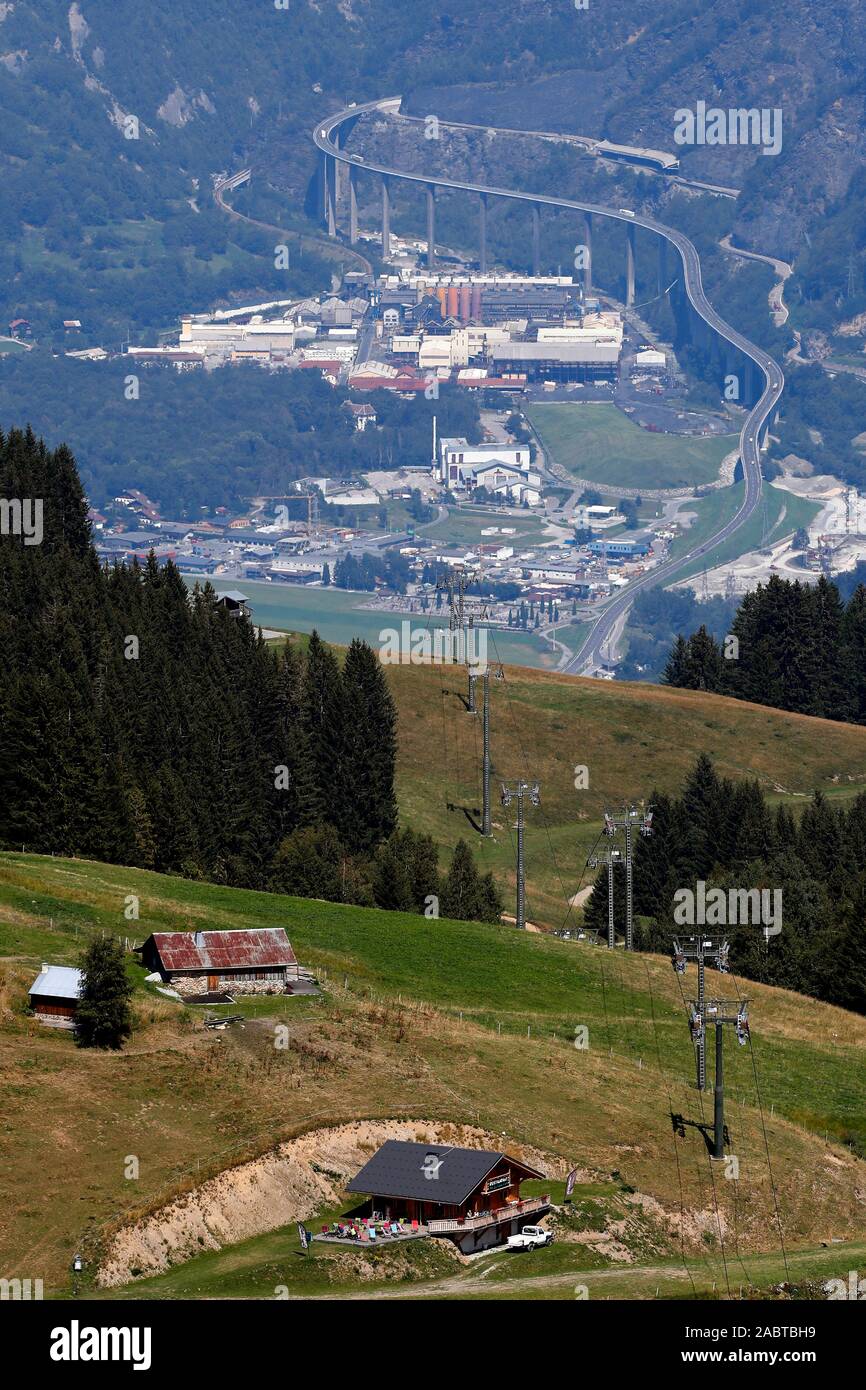 Arve Valley with factories. Chedde. France Stock Photo - Alamy