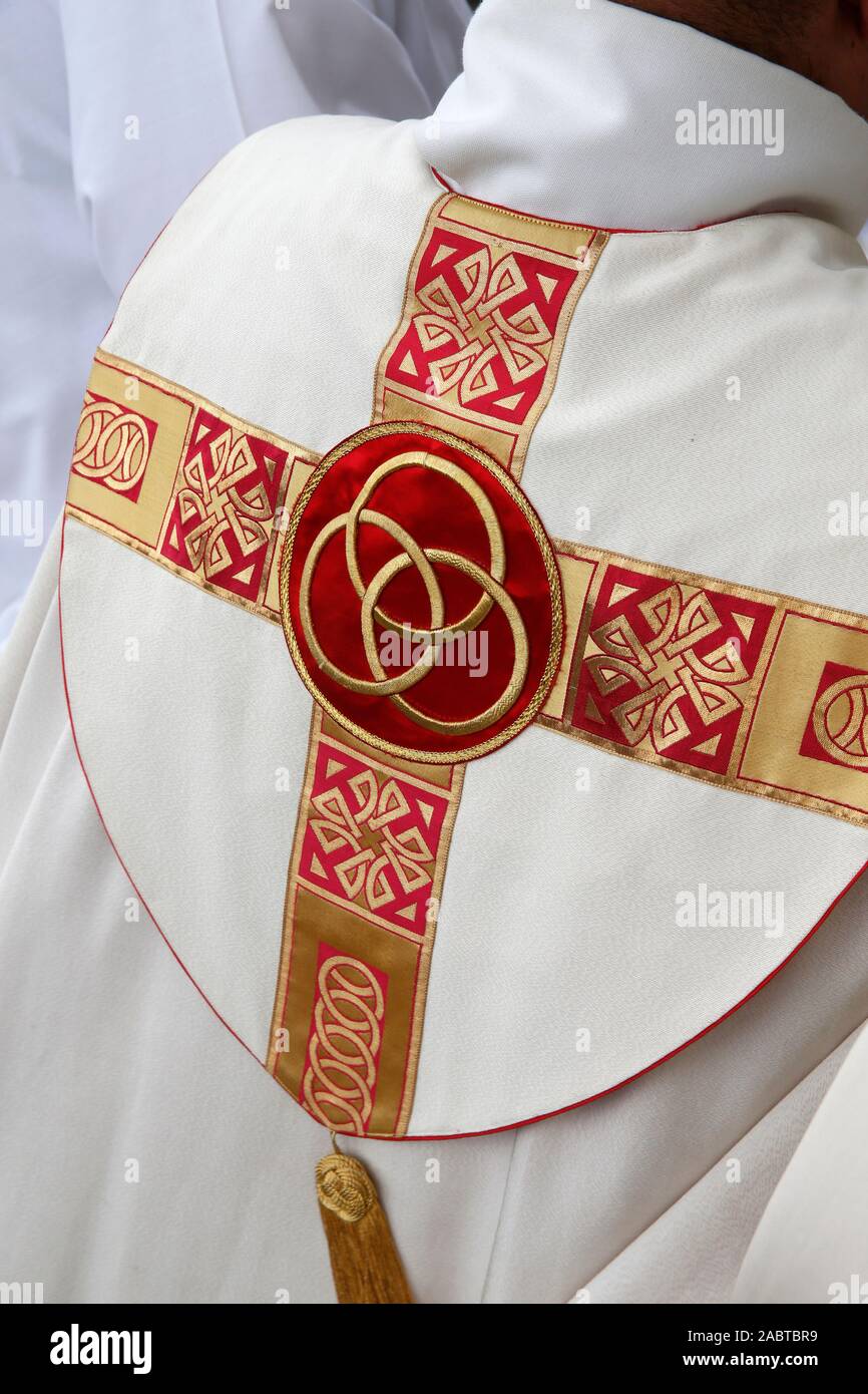 Assumption celebration at St Teresa basilica, Lisieux, France. Marian ...