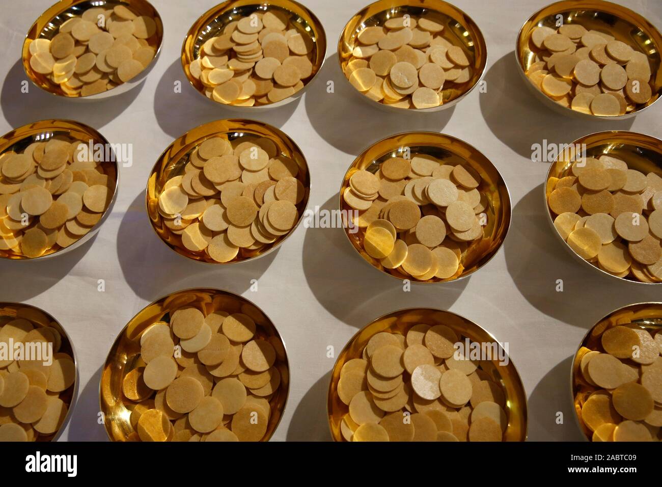 Host wafers in Sainte Genevieve catholic cathedral, Nanterre, France ...