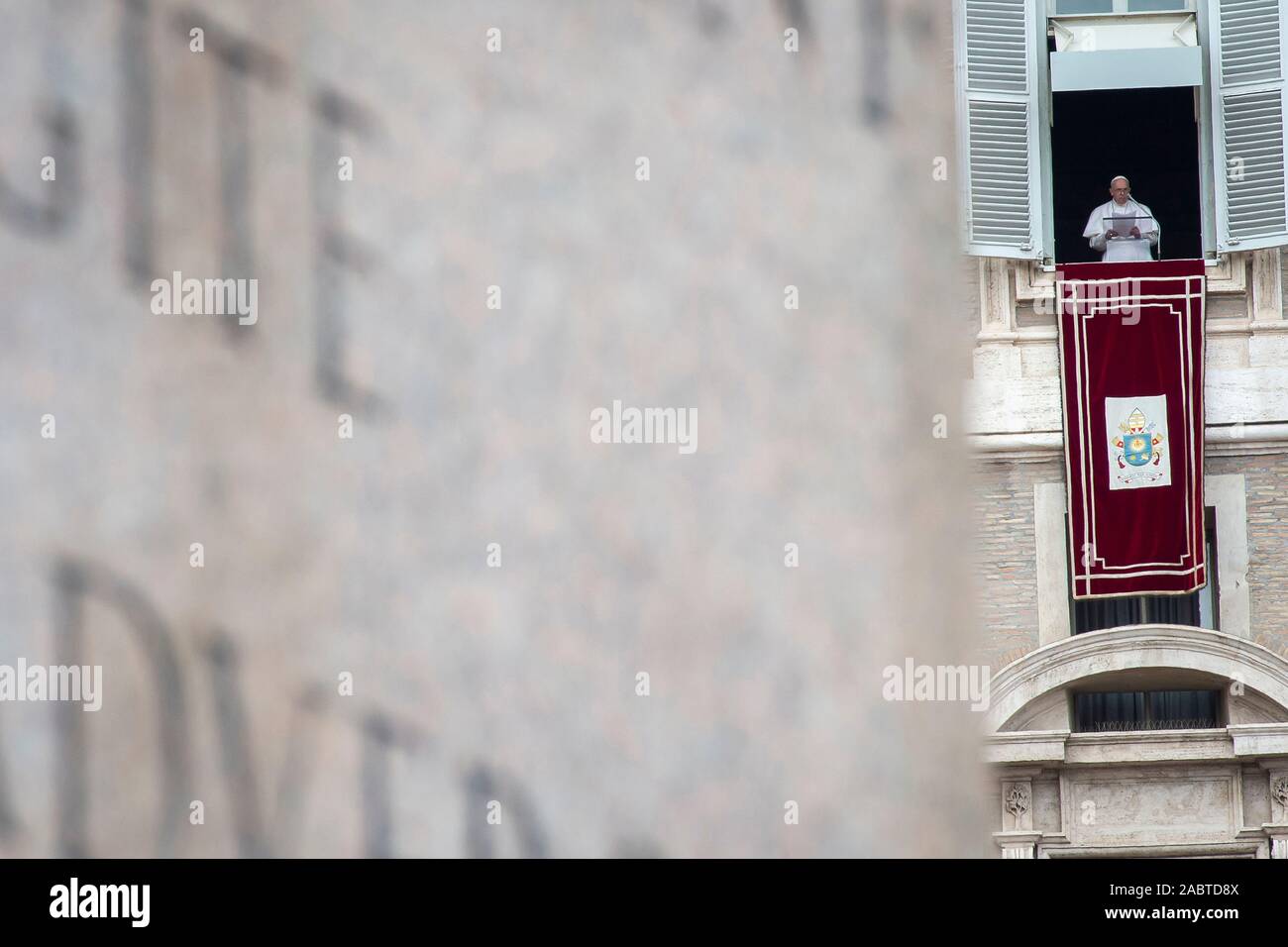 Pope Francis delivers his message from the window of the apostolic ...