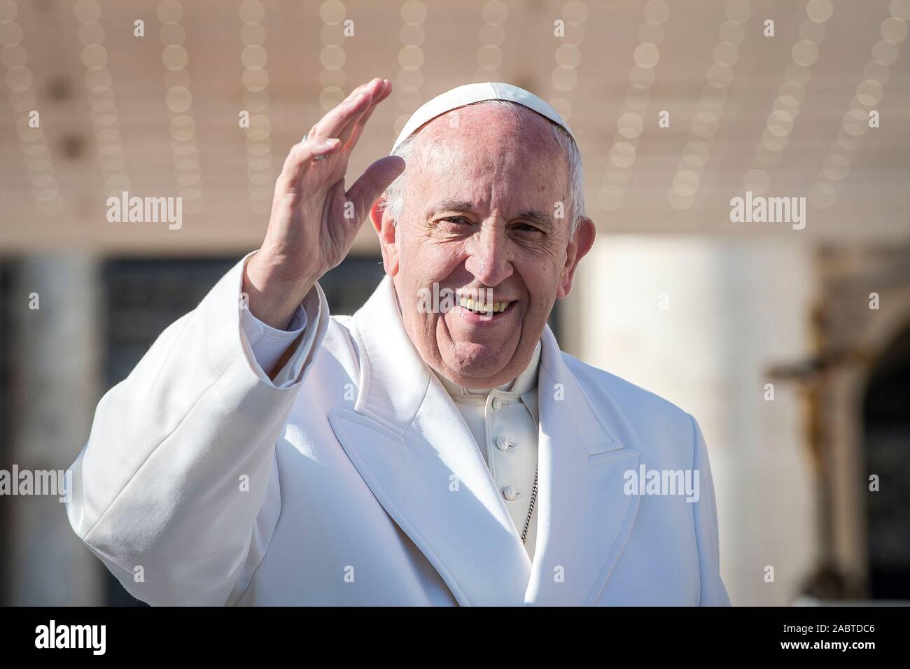 Pope Francis blesses the crowd at the end of his weekly general ...
