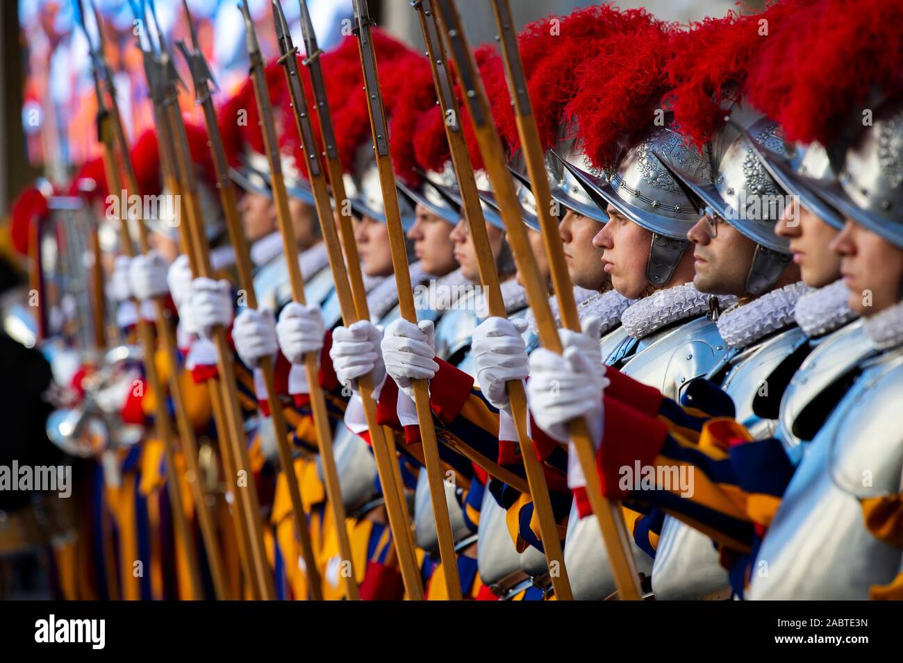 Swiss Guards attend a swearing in ceremony for the new Swiss Guards ...