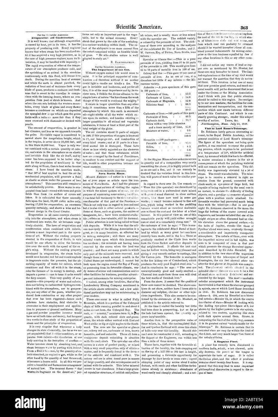 The Importance of one Gas. Nova Scotia Mines. Visit to Lord Rosse's ...