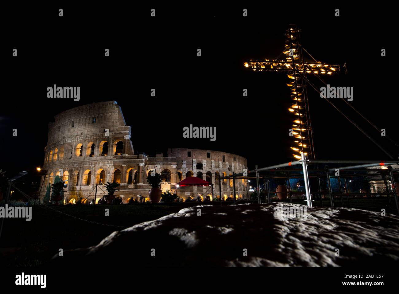 Via Crucis (Way of the Cross) torchlight procession on Good Friday in ...