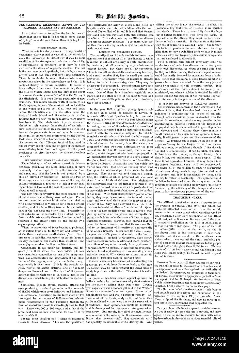 THATCHER'S COMET. THE SCIENTIFIC AMERICAN'S ADVICE TO OUR ...