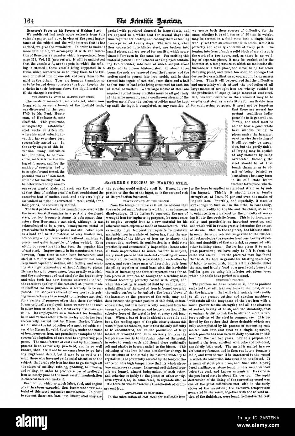 BESSEMER'S PROCESS OF MAKING STEEL, scientific american, 61-09-14 Stock ...