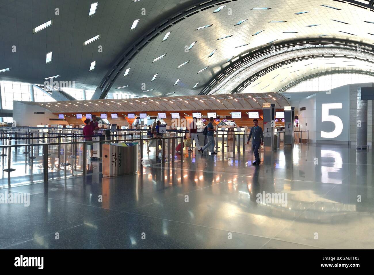 Doha, Qatar - Nov 24. 2019. Check-in Departure Area of Hamad ...