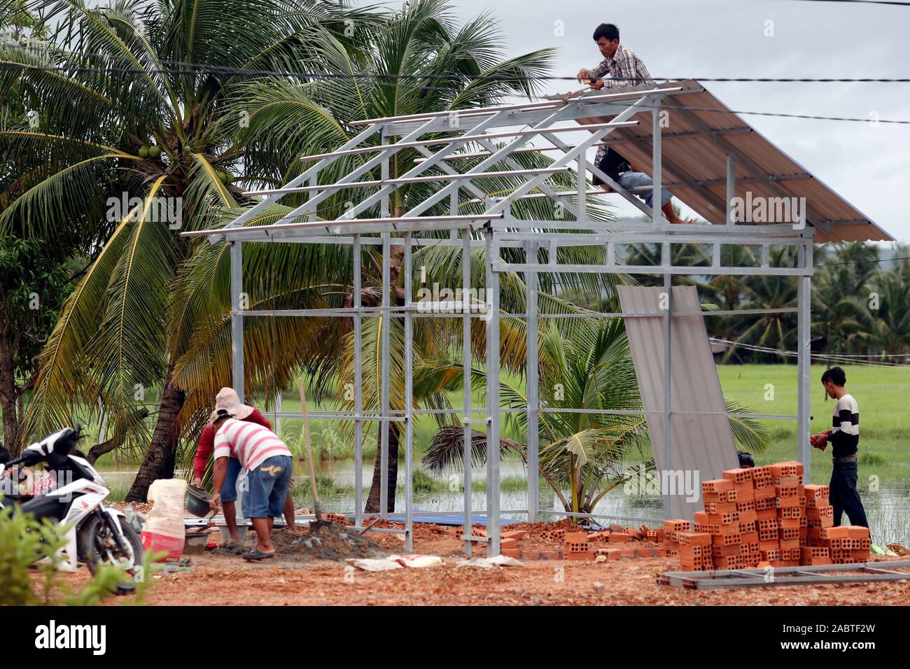 Construction site. Family building house. Kep. Cambodia Stock Photo - Alamy