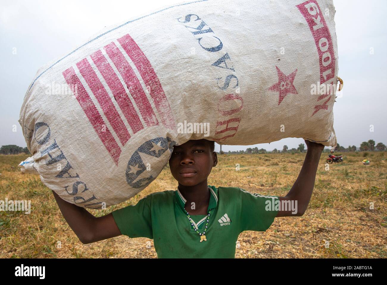 Boy carrying a bag in Tambonga, Togo Stock Photo - Alamy