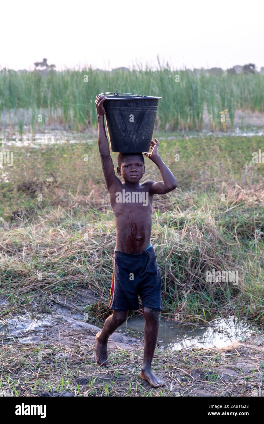 Boy watering a field in Karsome, Togo Stock Photo - Alamy