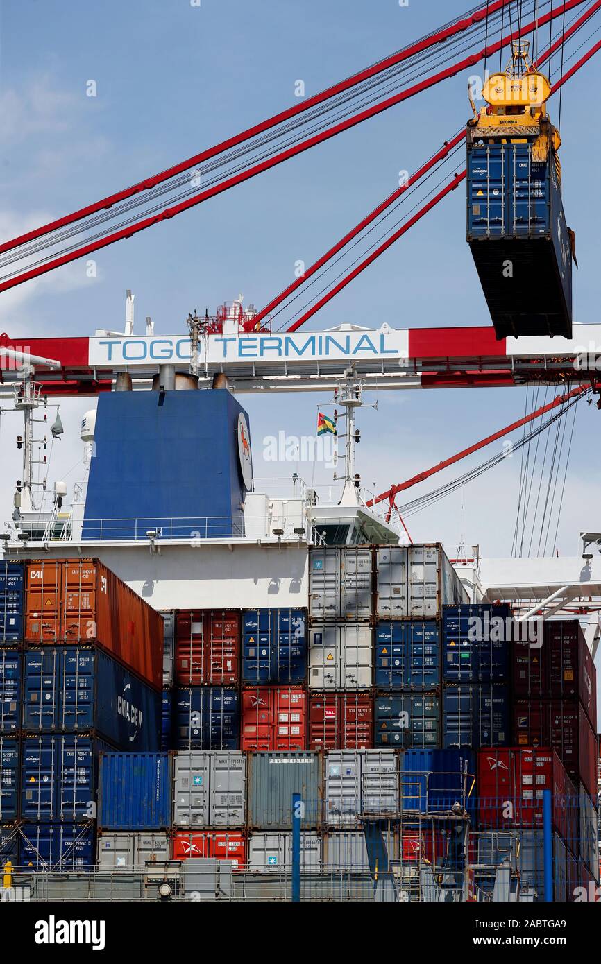 Port of Lome. Container terminal. Togo Stock Photo - Alamy