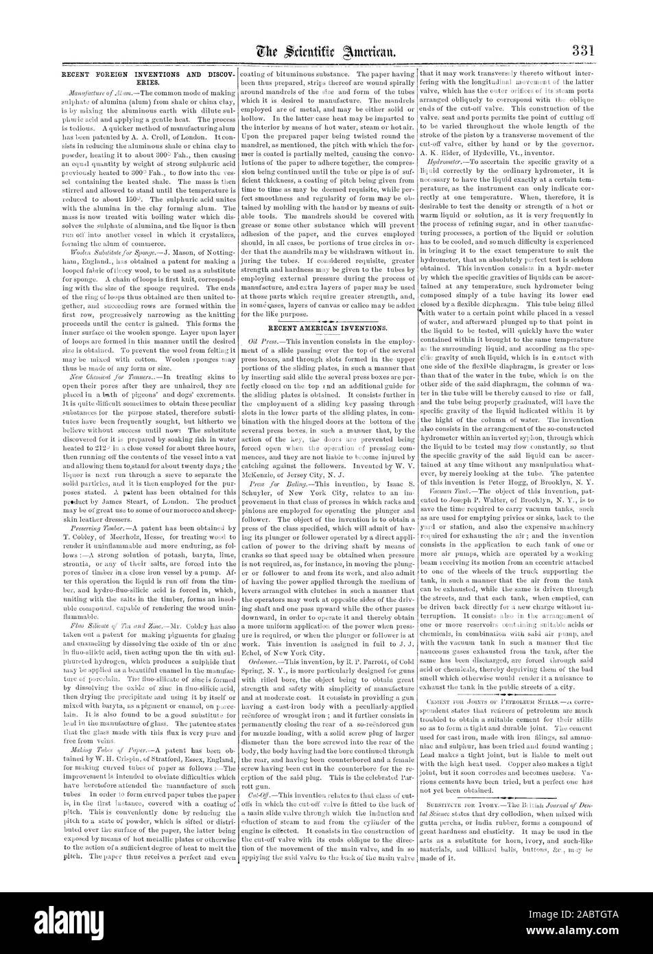 RECENT FOREIGN INVENTIONS AND DISCOV ERIES. -ago=i RECENT AMERICAN ...