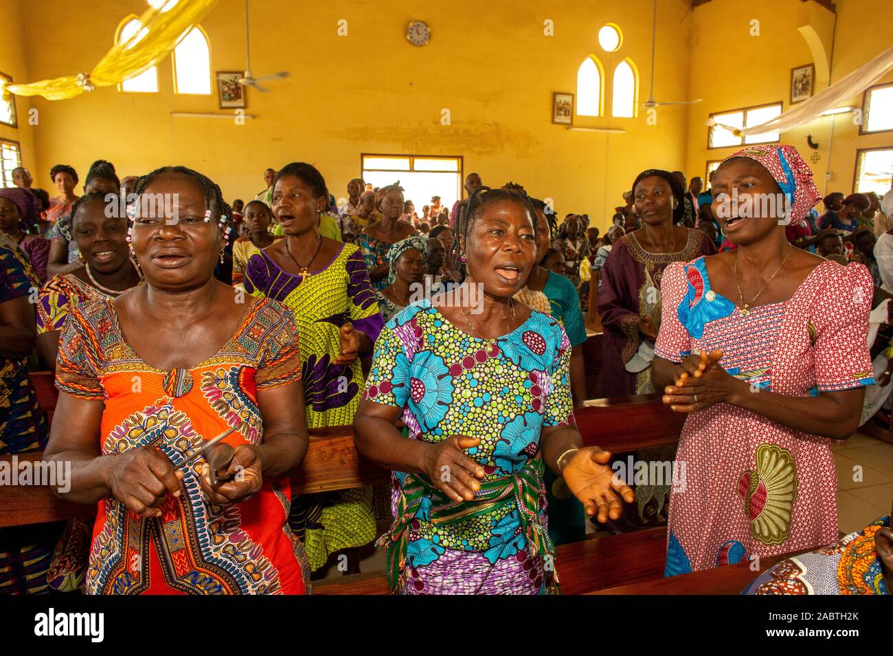 Celebration in St John Paul II catholic church, Kpalime, Togo Stock ...