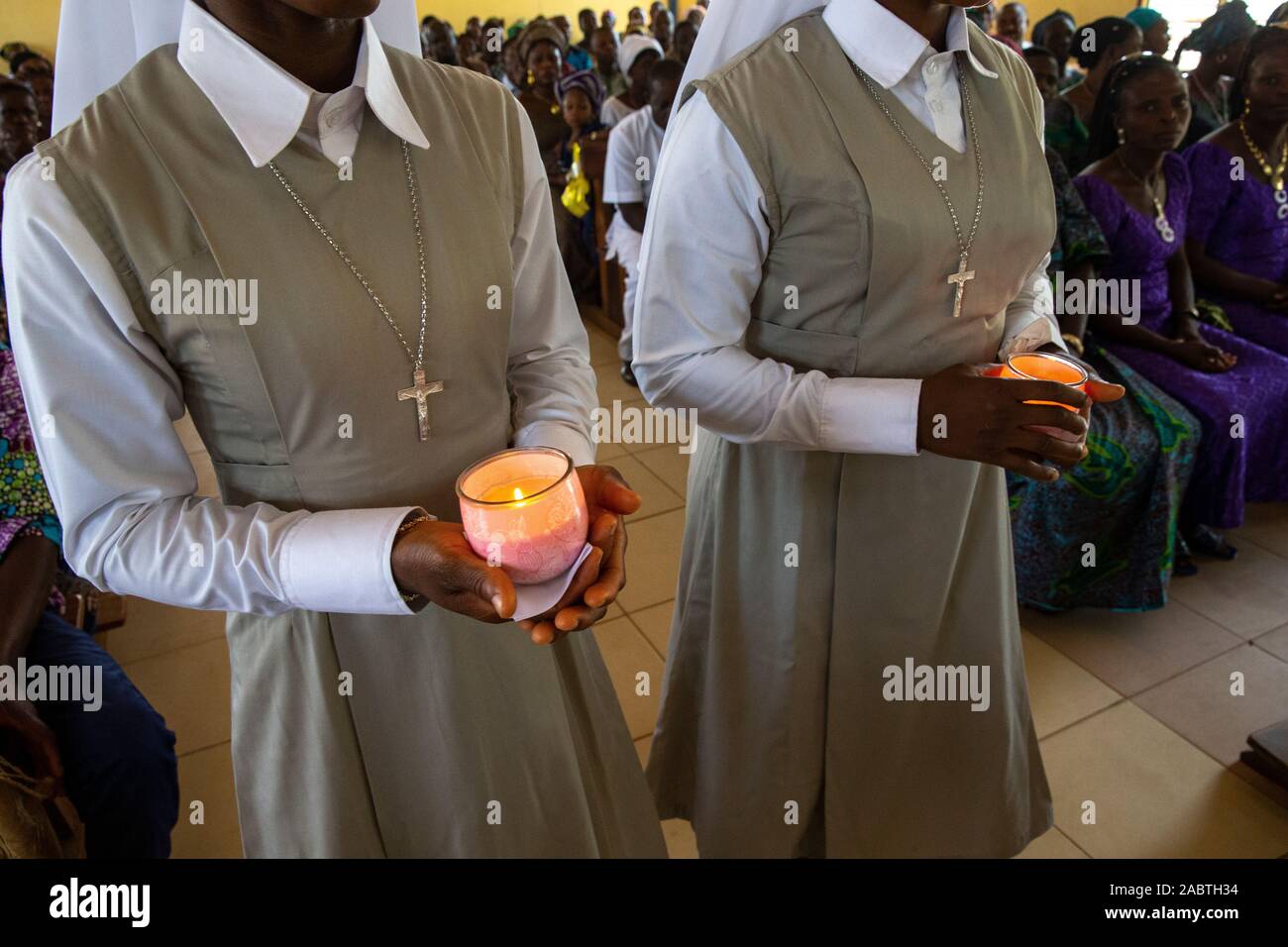 Celebration in St John Paul II catholic church, Kpalime, Togo. Novice ...