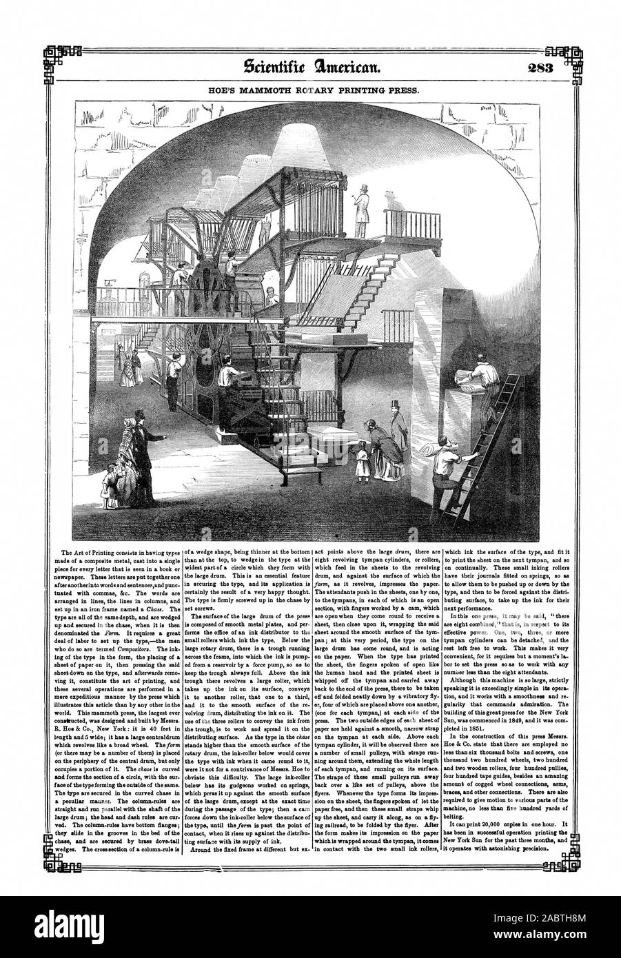 HOE'S MAMMOTH ROTARY PRINTING PRESS., scientific american, 1851-05-24 ...