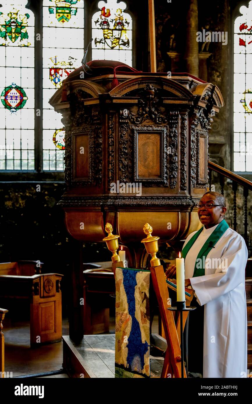 Anglican service in All Hallows by the Tower, the oldest church in the ...