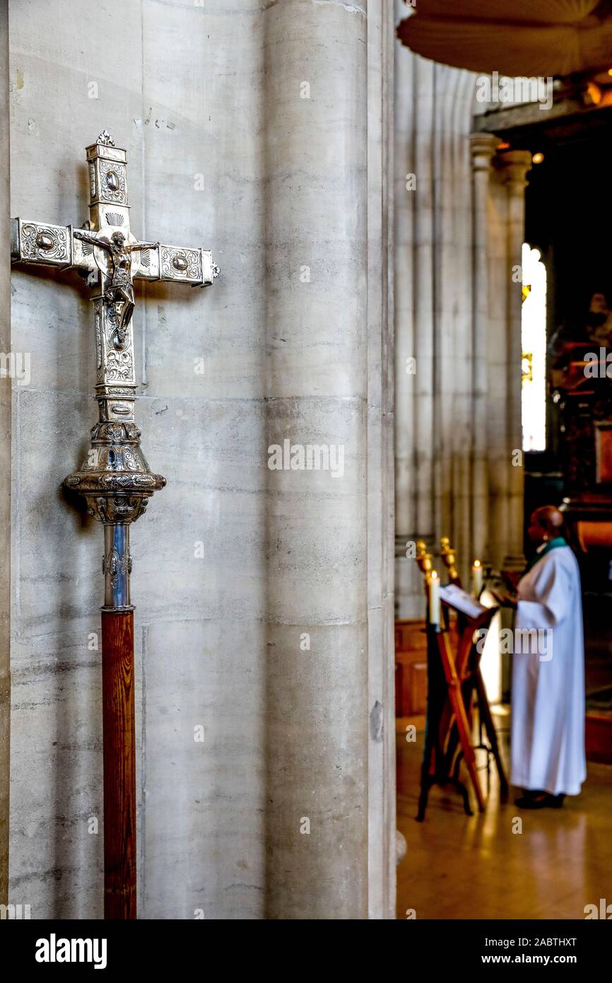 Anglican service in All Hallows by the Tower, the oldest church in the ...