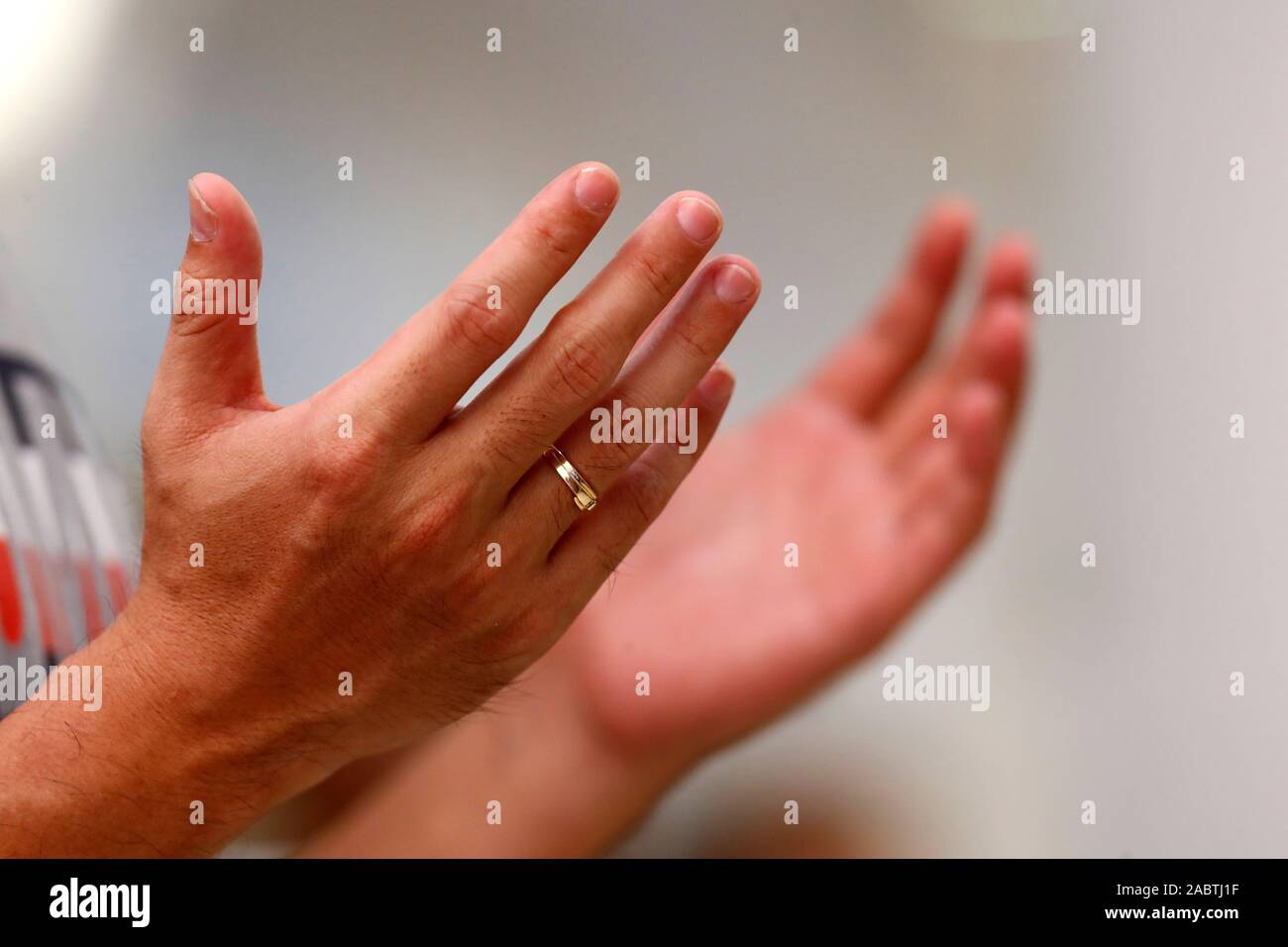 Catholic mass. The Lord's Prayer also called the Our Father. Close up ...