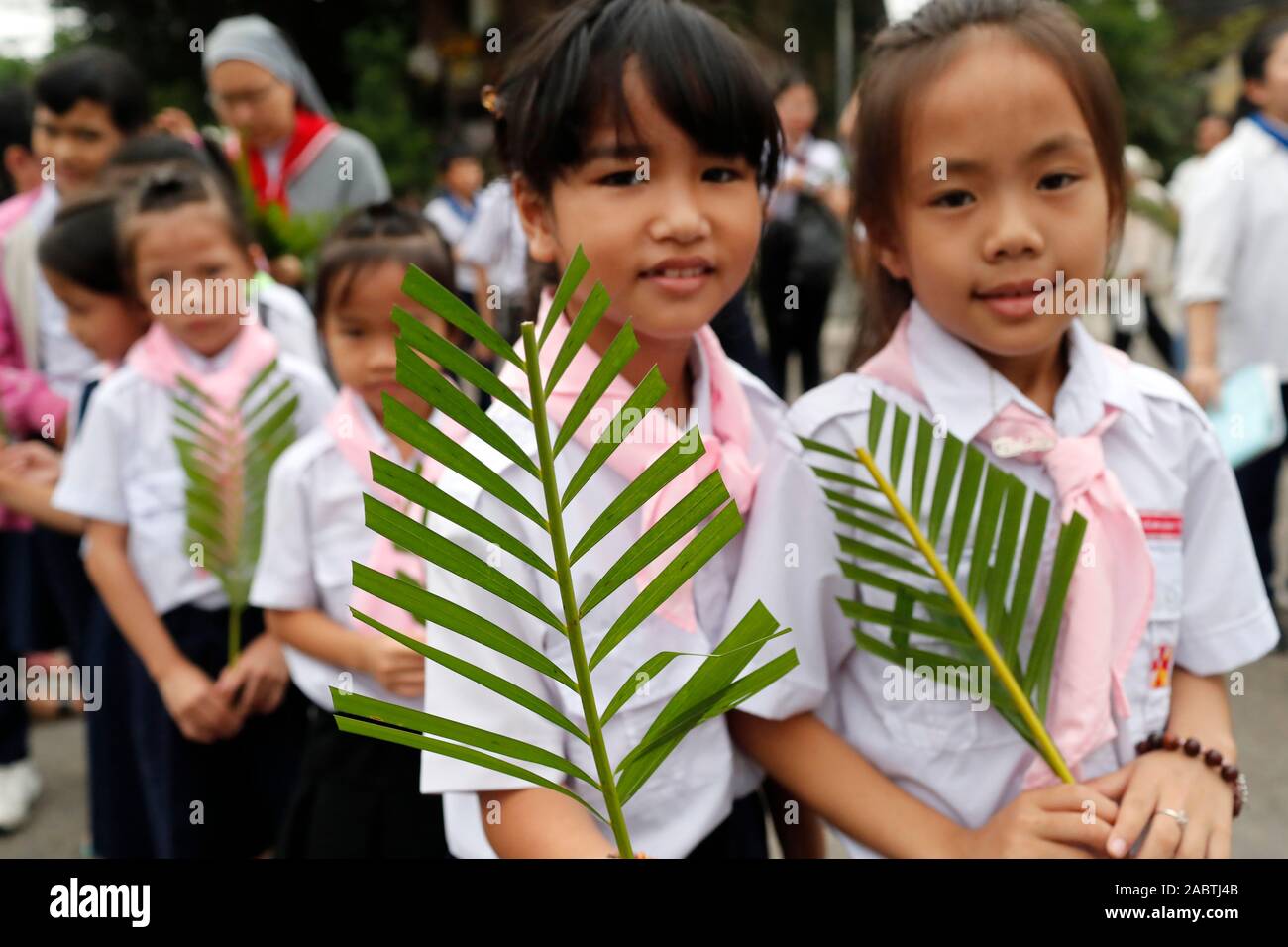 Palm sunday mass. The palm branch is associated with Jesus' Triumphal ...