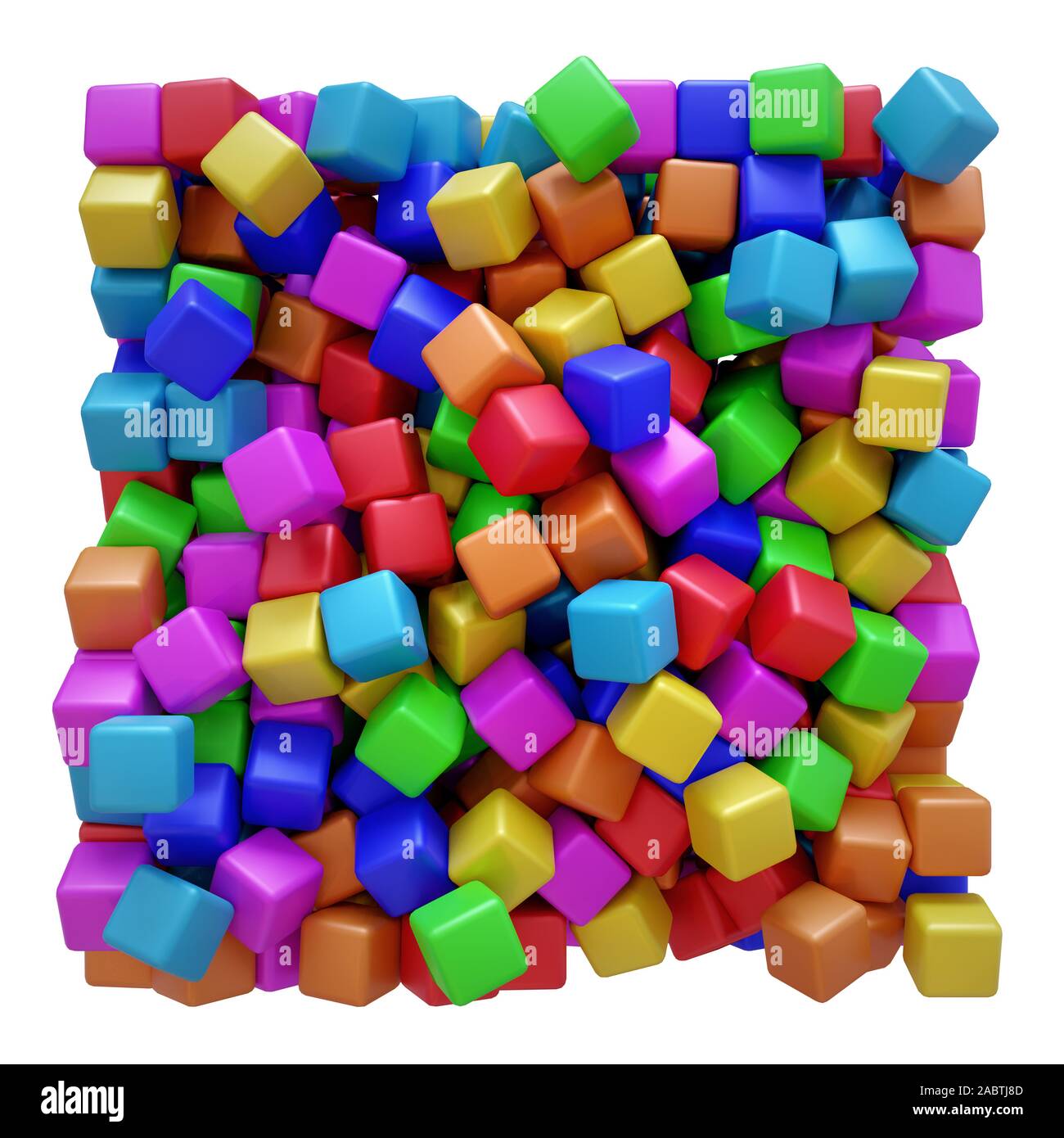 3d rendering of a lot of colorful cubes isolated on white background ...