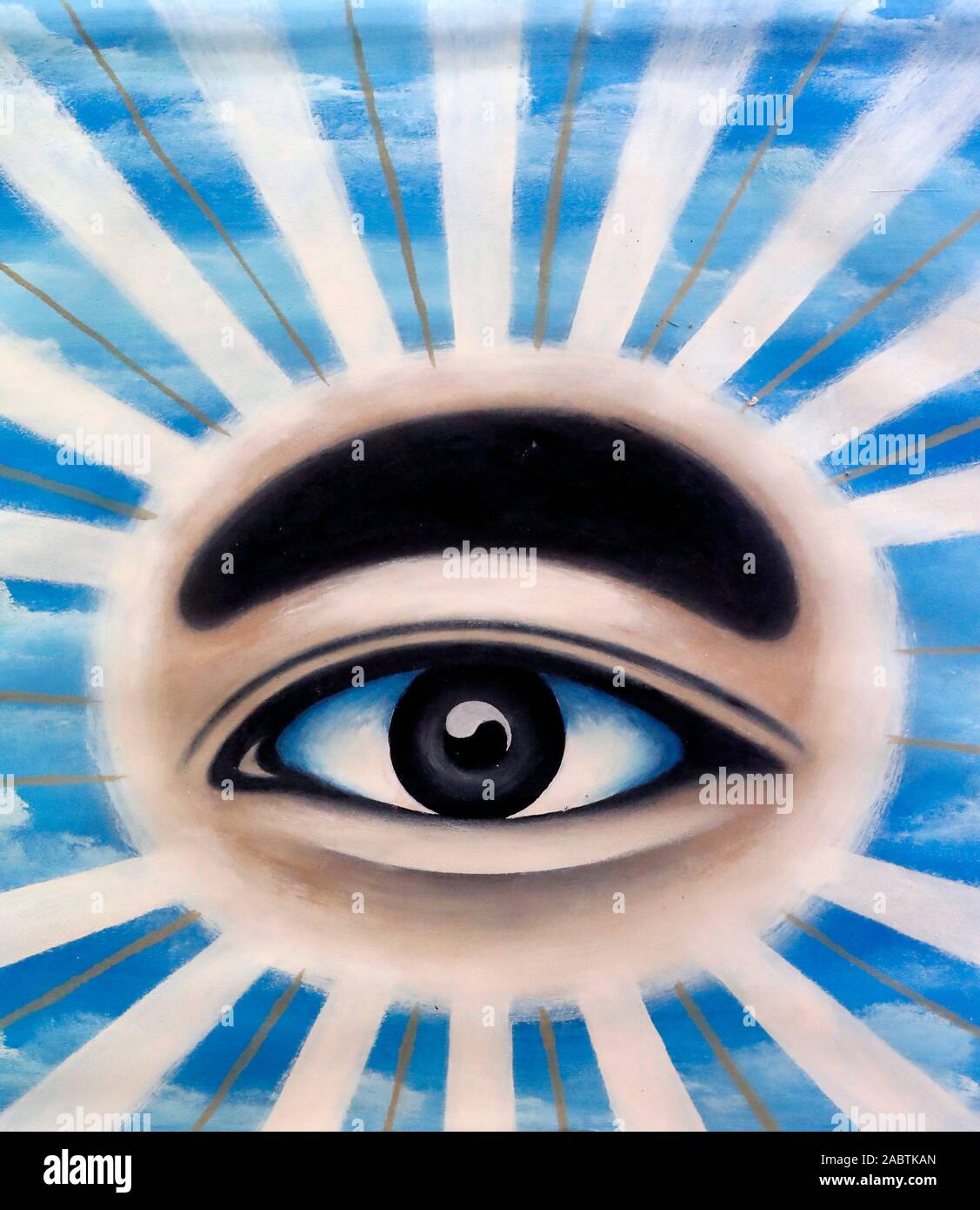 Cao Dai temple. The Divine Eye, sacred symbol of caodaism. Hue. Vietnam ...