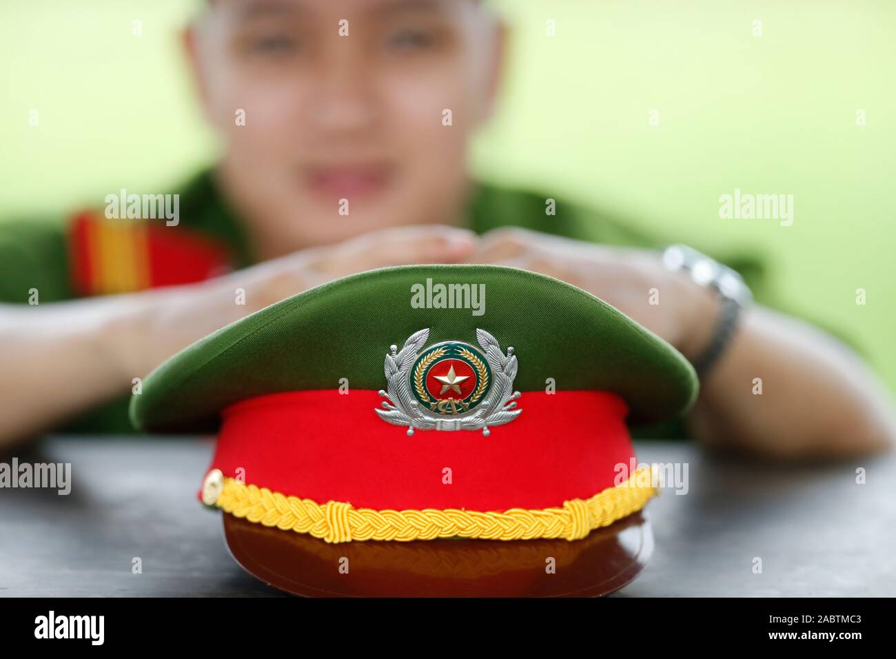 Vietnamese soldier and his cap. Portrait. Hue. Vietnam Stock Photo - Alamy