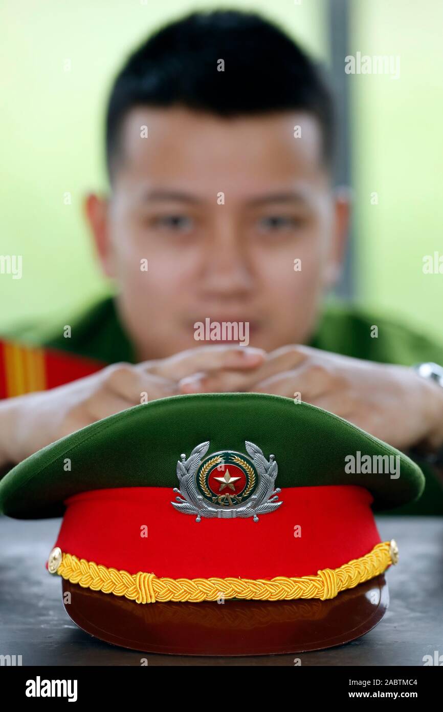 Vietnamese soldier and his cap. Portrait. Hue. Vietnam Stock Photo - Alamy