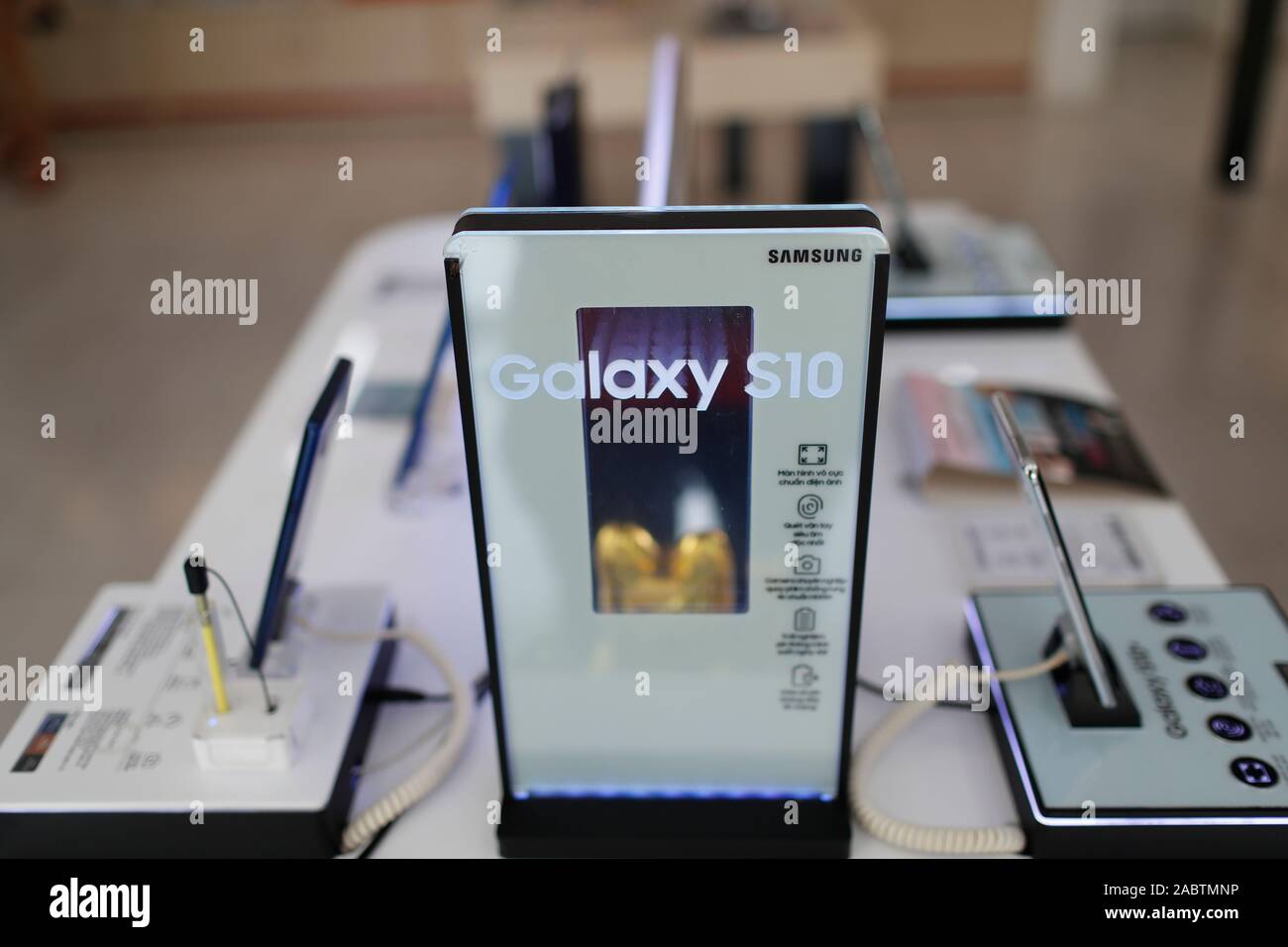 Smartphone store. Samsung products shown on the counter. Hoi An ...