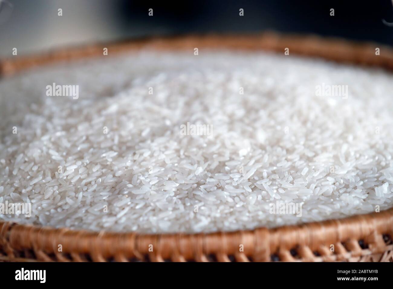 Rice in basket. Hue. Vietnam Stock Photo - Alamy