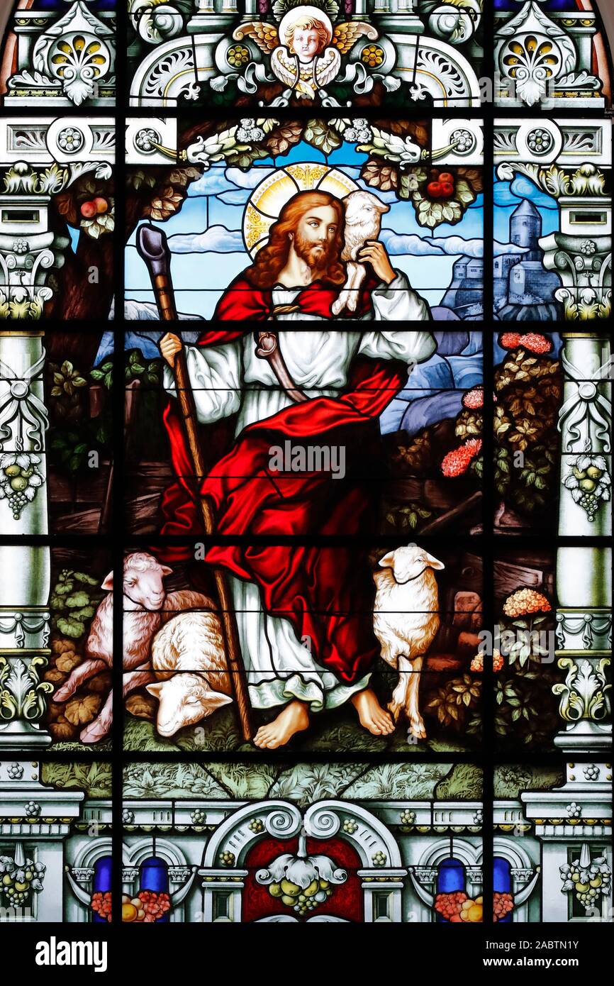 Jesus Good Shepherd Stained Glass Home Moravian Church :: Jesus'