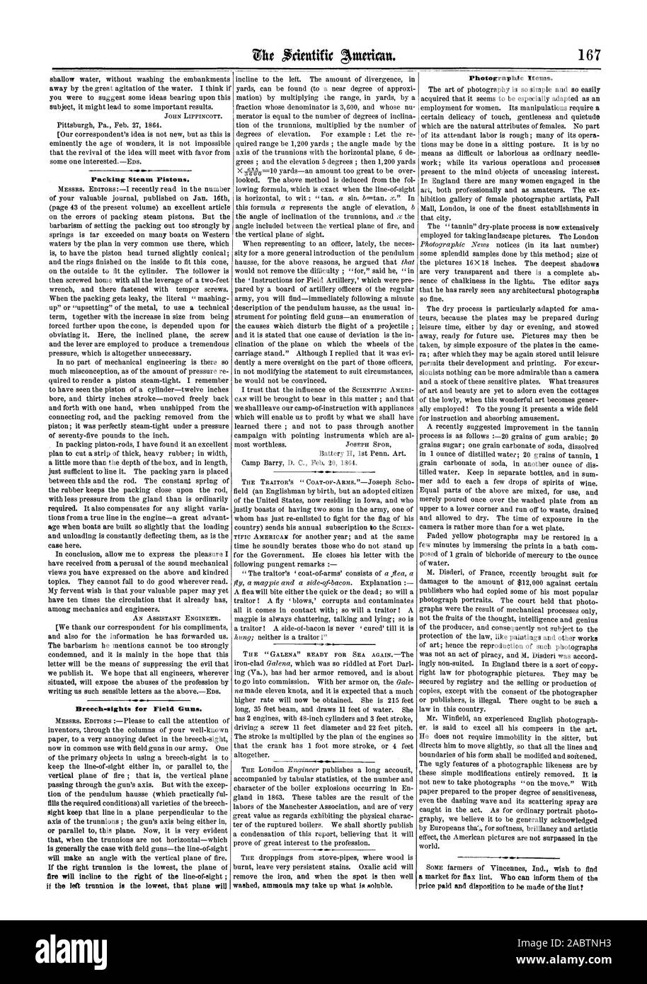 Packing Steam Pistons. Photographic Items., scientific american, 64-03 ...