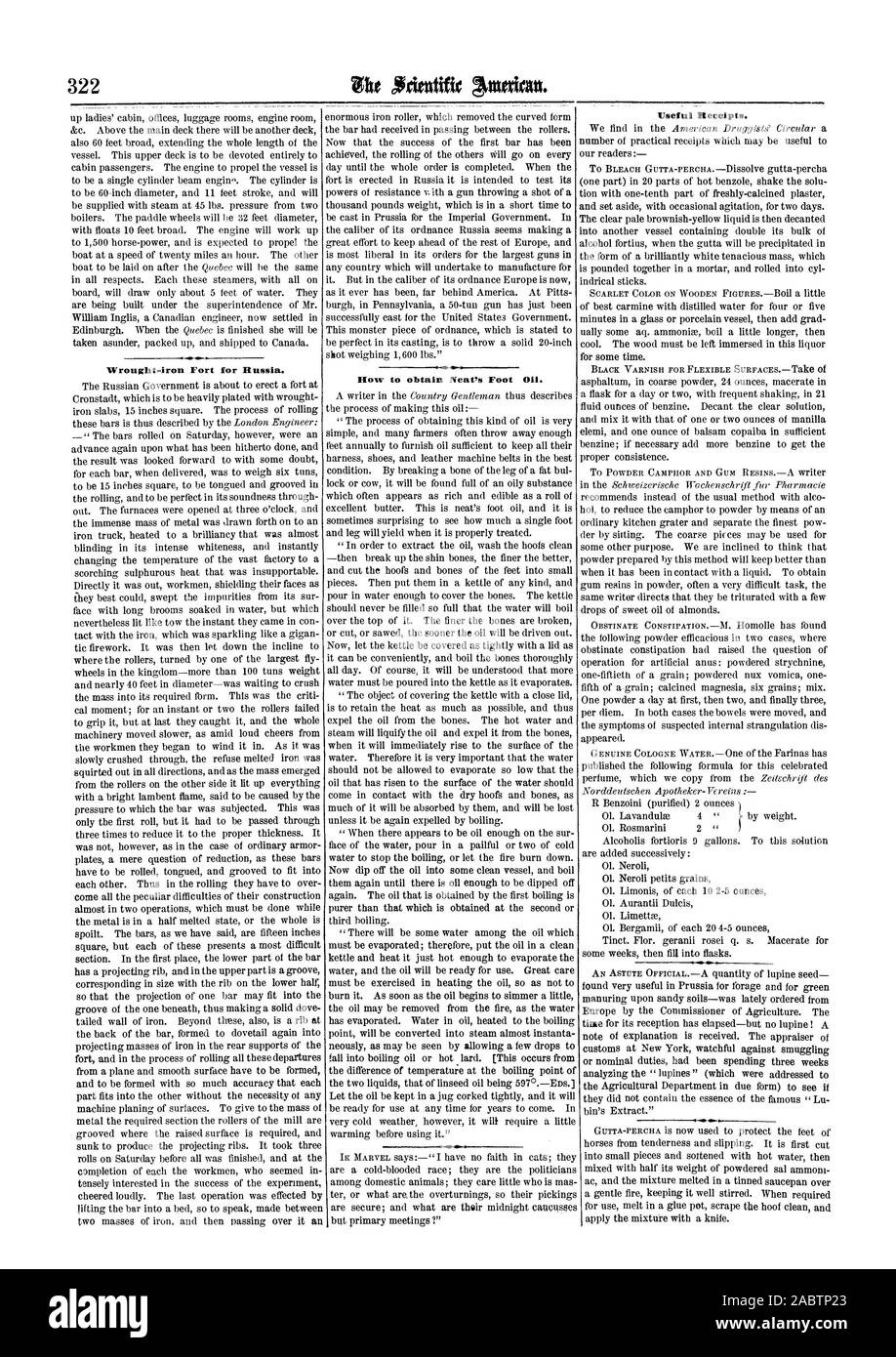 Wrought-iron Fort for Russia. flow to obtain Neat's Foot Oil. Useful ...