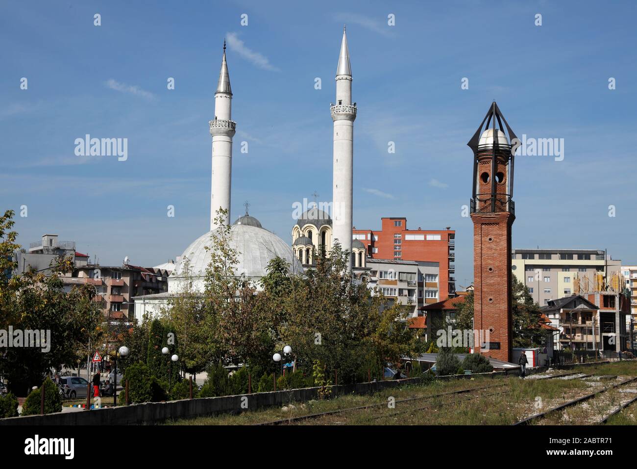 Mosque and orthodox church in Ferizaj-Urosevac, Kosovo Stock Photo - Alamy