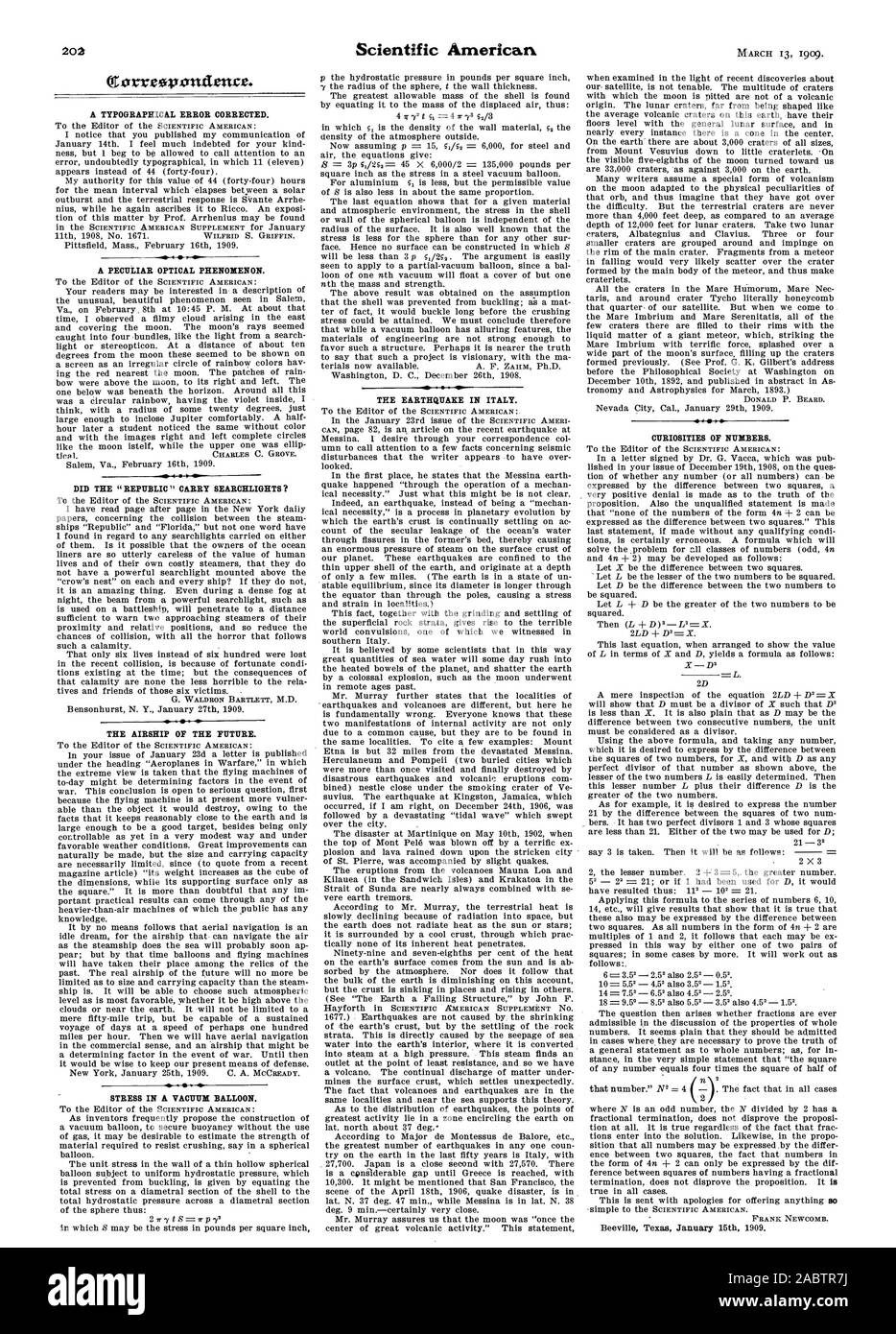 FRANK NEWCOMB., scientific american, 909-03-13 Stock Photo - Alamy