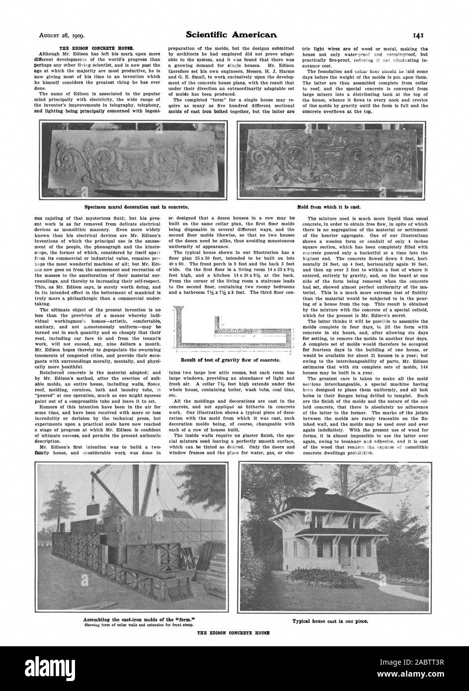 THE EDISON CONCRETE HOUSE. Specimen mural decoration cast in concrete ...